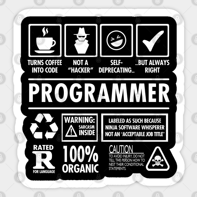 Turns Coffee Into Code Funny Programmer Programmer Sticker Teepublic 